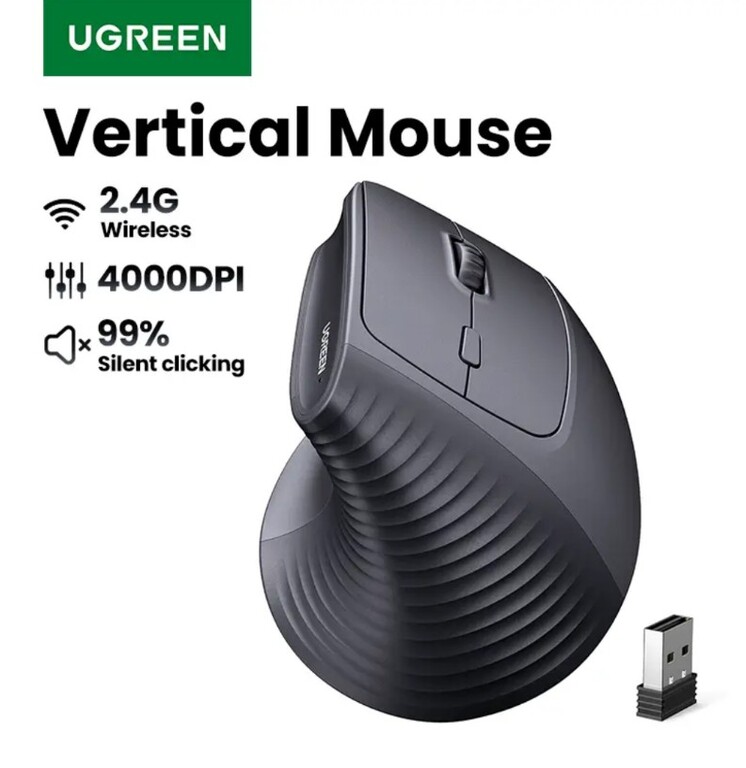 Беспроводная вертикальная мышь UGREEN M571 2.4ГГц черная/розовая | Pepper